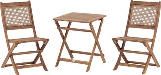 Beliani Balkonset 3-teilig Akazienholz Hellbraun klappbar Wiener-Geflecht modern Paraggi