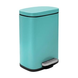 Spirella Badezimmer M&uuml;lleimer mit Fu&szlig;pedal Modell Akira - Hochwertiger Edelstahl - Leise Schlie&szlig;funktion Easy-Close - T&uuml;rkisblau - 5L - Badaccessoires