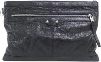 Balenciaga Pre-owned THE Clip Lambskin Clutch - Femme - Pre-owned - Noir - Taille: ONE Size
