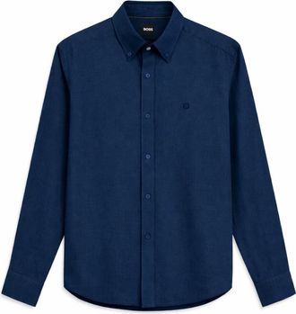 HUGO BOSS Homme, Chemises, Bleu, Taille: XL H-Liam-Bd-E-C1-261 Chemise en lin Coupe Regular
