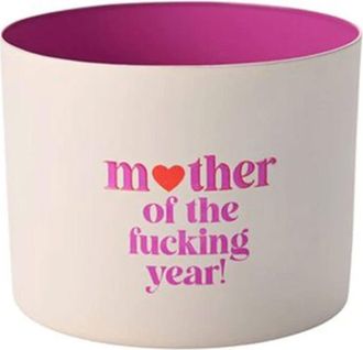 Gift Company Goa, Windlicht, Motiv: Mother of The Fucking Year!, weiß/neon pink, H7,5cm, D10cm
