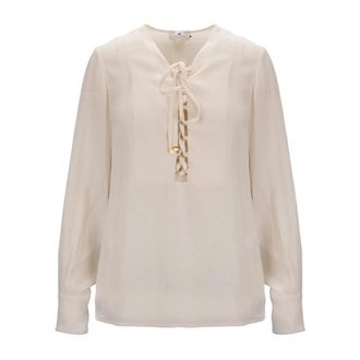 Elisabetta Franchi Bluse mit Schn&uuml;rung vorne - - Blouses & Shirts - Damen - Beige - L