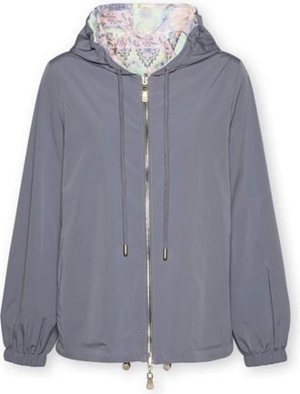 Elena Miro Femme, Vestes, Violet, Taille: 46 FR Parka r&eacute;versible imprim&eacute;e &agrave; capuche