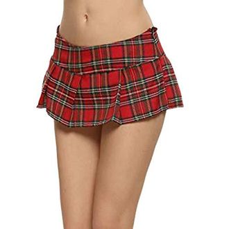 Generic Jupe Courte Femme Pliss&eacute;E- Mini Jupe Sexy Ecossaise &agrave; Volants Irr&eacute;Guliers Classiques Slim Fit pour Tous Les Jours D&eacute;Contract&eacute; Chic Et &eacute;L&eacute;Gants Carreau