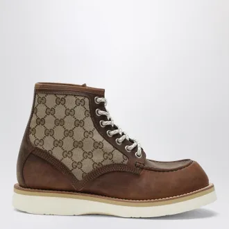Gucci Schn&uuml;rstiefelette mit GG-Einsatz