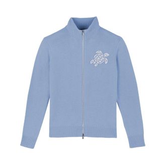 Vilebrequin Petrus Baumwoll- und Kaschmir-Sweatshirt mit durchgehendem Rei&szlig;verschluss und Stehkragen - - Knitwear - Herren - Blau - L