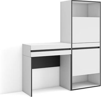 Skraut Home | Schuhregal, Schuhschrank | Schuhaufbewahrung | 130x145x35 cm | Für Schlafzimmer, Zimmer | Schminktisch | Moderner Stil | Weiß