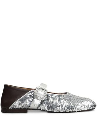 Wales Bonner ballerines à ornements de sequins - Argent