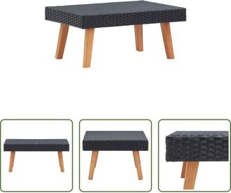 vidaXL Terrassentisch - Garten-Couchtisch Poly Rattan Schwarz