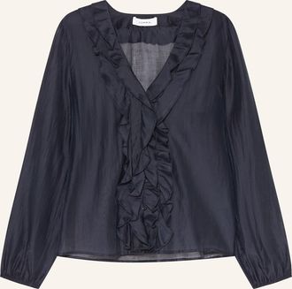 Comma Comma Blusenshirt Mit Volants blau