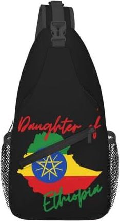 Generic Carte Et Drapeau De La Fille De L&Eacute;thiopie Sac &Agrave; Bandouli&egrave;re Multifonctionnel Sacs &Agrave; Dos Antivol Sac Banane Pour Camping Quotidien Excursion
