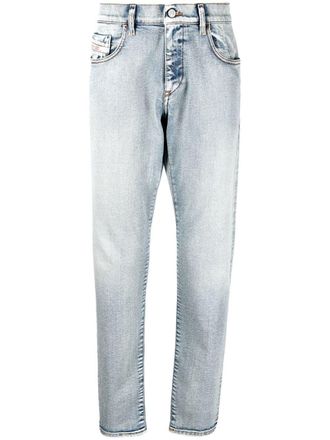 Diesel jean slim &agrave; logo brod&eacute; - Bleu
