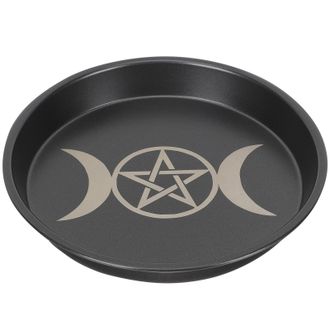 Cabilock Runder Wicca Pentagramm Kerzenhalter Mit Dreifachem Mondmotiv - Dekoratives Metalltablett F&uuml;r Rituale Schmuckaufbewahrung Und Tischdekoration