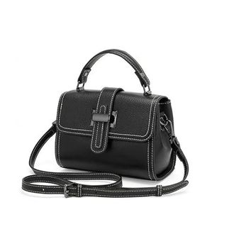 Generic Sacs Décontractés En Cuir Véritable For Femmes, Sacoche À Épaule Unique, Sac Main Carré(Black)