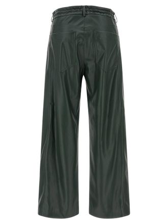 Nude Faux Leather Wide-Leg Trousers - Forest Green