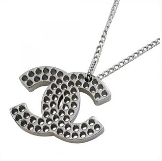 Chanel Coco Mark Silver Necklace Size M