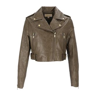 Michael Kors Crinkled Moto Jacket - - Jackets - Damen - Gr&uuml;n - L