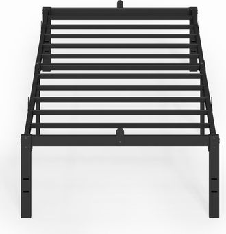 Vasagle Doppelbettgestell, Bett, 140 x 200 cm, Metallbett, Bettrahmen, Unterbettaufbewahrung, modern, G&auml;stebett, einfacher Aufbau, tintenschwarz RMB154BD01