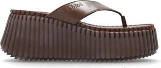 Chlo&eacute; Femme, Chaussures, Brun, Taille: 41 EU Tongs compens&eacute;es Nama