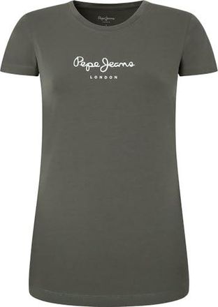 Pepe Jeans London New Virginia T-Shirt &agrave; Manches Courtes pour Femme Coupe ajust&eacute;e Blanc, Vert (Vert Olive), L