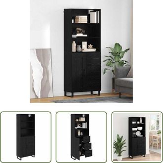 vidaXL Hochschrank Schwarz Eichen-Optik - Highboard Schwarz Eichen-Optik 69,5 x 34 x 180 cm Holzwerkstoff
