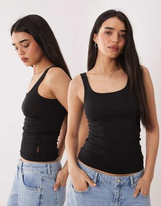 HUGO BOSS 2er-Pack Tr&auml;gertops in Schwarz