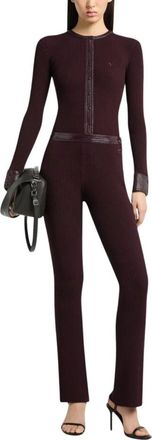 Courr&egrave;ges Gerippter Strickcardigan mit Vinyl-Besatz - - Jumpsuits & Playsuits - Damen - Braun - M