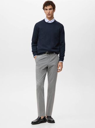 Mango Pull 100 % laine maille fine bleu marine - Homme - S - MANGO MAN