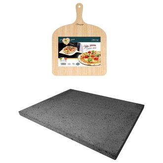 Eppicotispai MAAJ Eppicotispai Pizza-Set mit Kochstein und Pizzaschieber, Silber