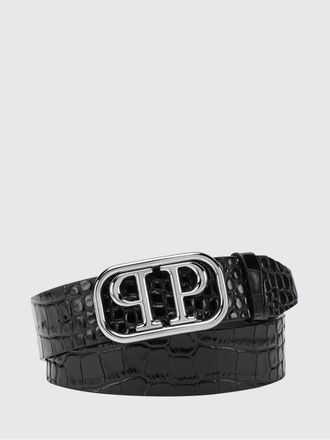 Philipp Plein Ceinture en cuir de veau effet crocodile avec boucle monogramme