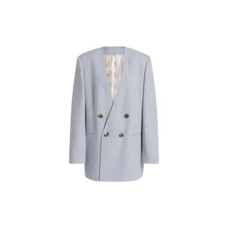 Alberta Ferretti Zweireihiger Blazer mit goldenen Kn&ouml;pfen - - Jackets - Damen - Blau - S