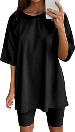 Generic Combinaison courte pour femme, ensemble de 2 pièces, décontracté court, tenue dété, élégant dété, à la mode, débardeur à manches courtes, streetwear d