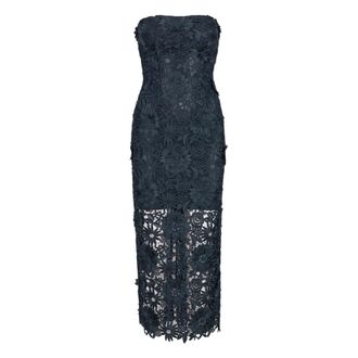 Rotate Rotate Birger Christensen, Femme, Robes, Bleu, Taille: 36 FR Robe Midi en Dentelle 3D Florale