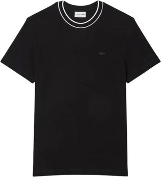 Lacoste Homme, Tops, Noir, Taille: L T-shirt &agrave; col ray&eacute; c&ocirc;tel&eacute;
