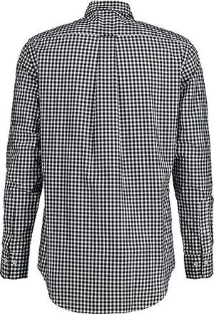 GANT REG Poplin Gingham Shirt Chemise Vichy en Popeline Regular, Black, XL Homme