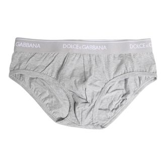 Dolce & Gabbana Graue Baumwoll-Stretch-Regular-Brief-Unterw&auml;sche - - Underwear - Herren - Grau - XS