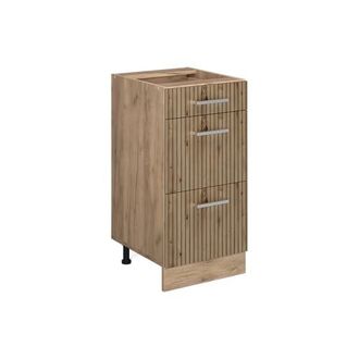 Vicco Meuble Cuisine R-Line, Ch&ecirc;ne Artisan/Ch&ecirc;ne de Force dor&eacute;, 40 cm avec tiroirs, sans Plan de Travail