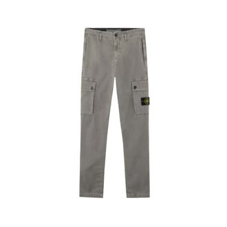 Stone Island Graue Cargo Hose Stretch Baumwolle Slim Fit - - Trousers - Herren - Grau - W32