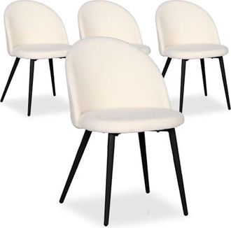 Menzzo 4 skandinavische St&uuml;hle Maury, Stoff, cremefarben