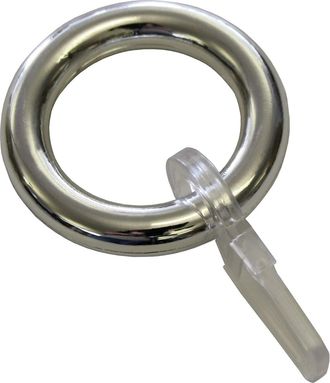 Gardinia Gardinenringe für Vitragestangen/Caféhausstange, Inklusive Faltenlegehaken, 10 Stück, Ring-Breite 6 mm, Kunststoff, Chrom