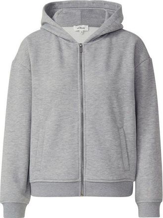 s.Oliver Sweatjacke Sweatshirt Jacke Weiche Sweatjacke mit Schmuckstein-Detail