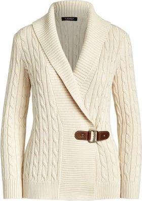 Ralph Lauren Pull &agrave; ceinture en maille de coton torsad&eacute;e