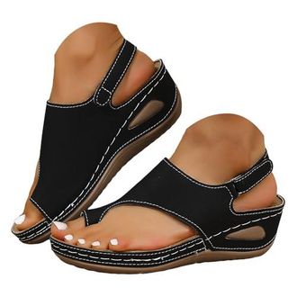 Generic Sandales orthop&eacute;diques compens&eacute;es pour femme - Sandales d&eacute;t&eacute; habill&eacute;es &agrave; talons compens&eacute;s - Bout ouvert - Sangle de cheville - Antid&eacute;rapantes - Confor