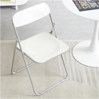 Generic Faltbarer Schminkhocker mit Rückenlehne - 18 Zoll transparenter Klappstuhl Stilvoller Esszimmerstuhl Klarer Acryl Barhocker Mehrfarbig (Weiß) für Wohn