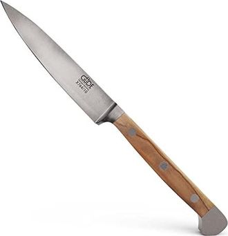 Gude Solingen - Spickmesser geschmiedet, 10 cm, Olivenholz, ALPHA OLIVE, Office Messer, Doppelkropf, Handmade Germany