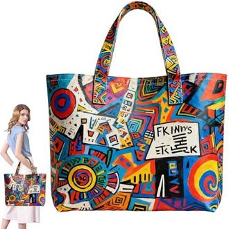 Generic Sac fourre-tout matelass&eacute;, joli motif fleurs color&eacute;es et oiseaux, grand charme, sac &agrave; provisions r&eacute;utilisable, sac &agrave; main vintage classique, sac &agrave; mai