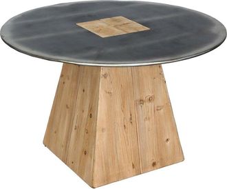 Hhg Neuwertig] Esstisch HHG 607, Tisch Esszimmertisch, rund Industrial Massiv-Holz MVG-zertifiziert 74x120cm, natur mit Metall-Optik