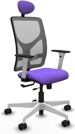 Piqueras y Crespo Stuhl aus PC mit wei&szlig;en und schwarzen Armlehnen, h&ouml;henverstellbarer Lendenwirbelst&uuml;tze und festem Kopfteil, ausgestattet mit Syncro/Traslack und Schne