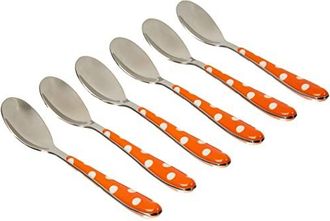 Bugatti Pois (Dots)-PSOU 014F08 6 Moccalöffel, 6 Stück-SAN-Acrylnitril Harz, Stahl, 16 x 20 x 3 cm, Orange