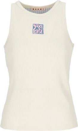 Marni Femme, Tops, Blanc, Taille: 34 FR D&eacute;bardeur en coton c&ocirc;tel&eacute; avec logo Frame